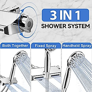 Surpzon Filtered Shower Head with Handheld Combo，Dual 2-in-1 Spa System with Massage and 9 Spray Settings Shower Head，High Pressure ，Buit in Power Wash Mode (Chrome）