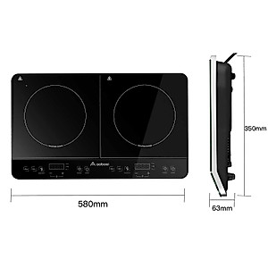 Aobosi Double Induction Cooktop Burner with 240 Mins Timer, 1800w 2 Induction Burner with 10 Temperature 9 Power Settings, Portable Induction Cooktop with Touch Sensor Control & Child Safety Lock