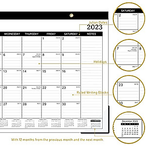 Desk Calendar 2023-2024 - 2023-2024 Desk Calendar, July 2023 - December 2024, 18 Monthly Desk/Wall Calendar 2-in-1,16.8" x 12", Thick Paper with Corner Protectors, Large Ruled Blocks - Classic Black