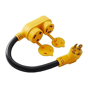 MECMO NEMA L14-30P to TT-30R L5-30R RV Generator Power Adapter, 4 Prong Twist Locking Generator Male Plug to Travel Trailer RV Female Cord 30 Amp RV Splitter for RV Trailer Camper Generator Charging