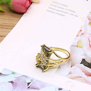 HSQYJ Luxury Champagne Crystal Rectangle Wedding Ring Flower Zirconia Cocktail Exaggeration Engagement Charm Statement Jewelry Finger Rings for Women Gift Gold Plated