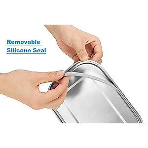 G.a HOMEFAVOR Stainless Steel Bento Lunch Food Box Container, Large 1400ML Metal Bento Lunch Box Container - Lockable Clips to Leak Proof - BPA-Free - Dishwasher Safe