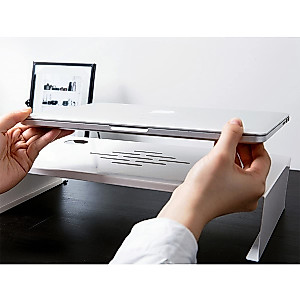 Iron Monitor Riser Stand for Desk TV/Screen/PC/Printer/Laptop Ergonomic Display Support Bracket for Home and Office (White)