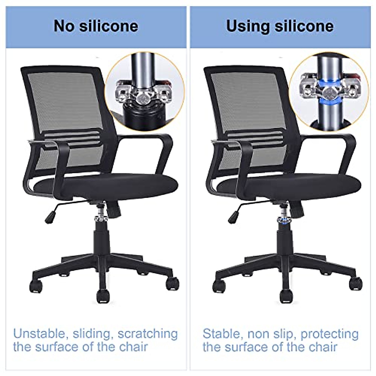 OIIKI Fix Sinking Office Chair, Adjustable Height Office Chair Saver for Stop Sinking Without Cylinder Replacement, Upgraded Office Chair Sinking Stop Repair Kit with Leather Pads