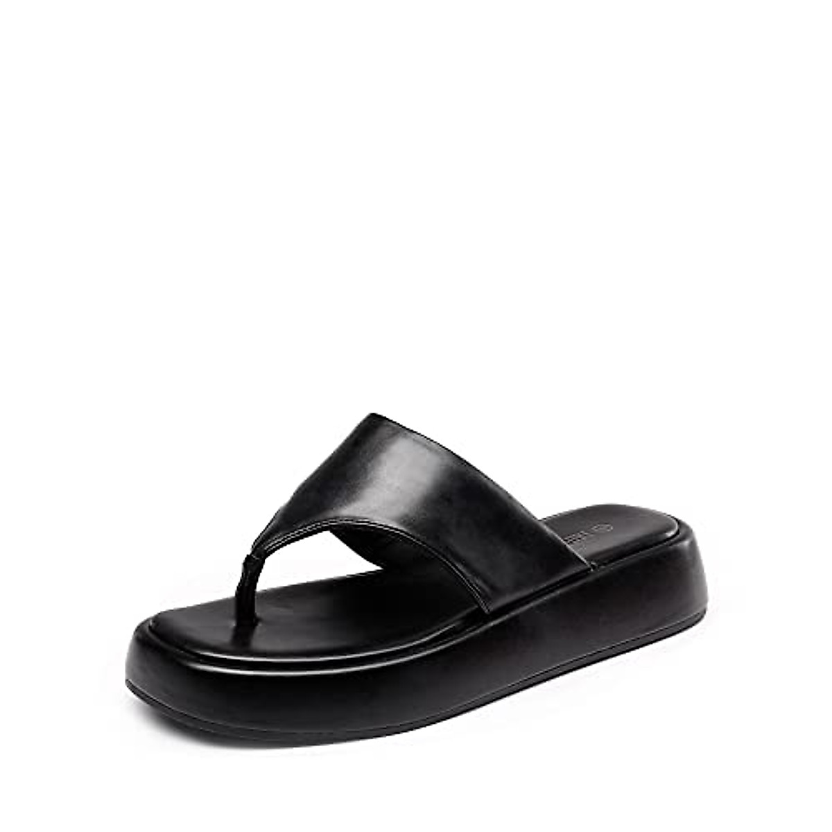 DREAM PAIRS Women Thong Platform Sandals Y2K Comfort Cute Slides Soft Flatform Flip Flop Sandals for Summer Beach SDPW2351W Black Size 10