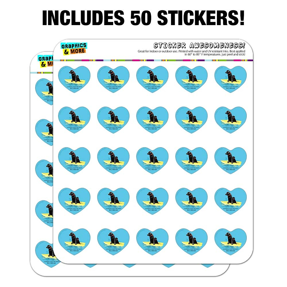 Looking for The Next Big Break Surfing Dog Puppy Surf Heart Shaped Planner Calendar Scrapbook Craft Stickers