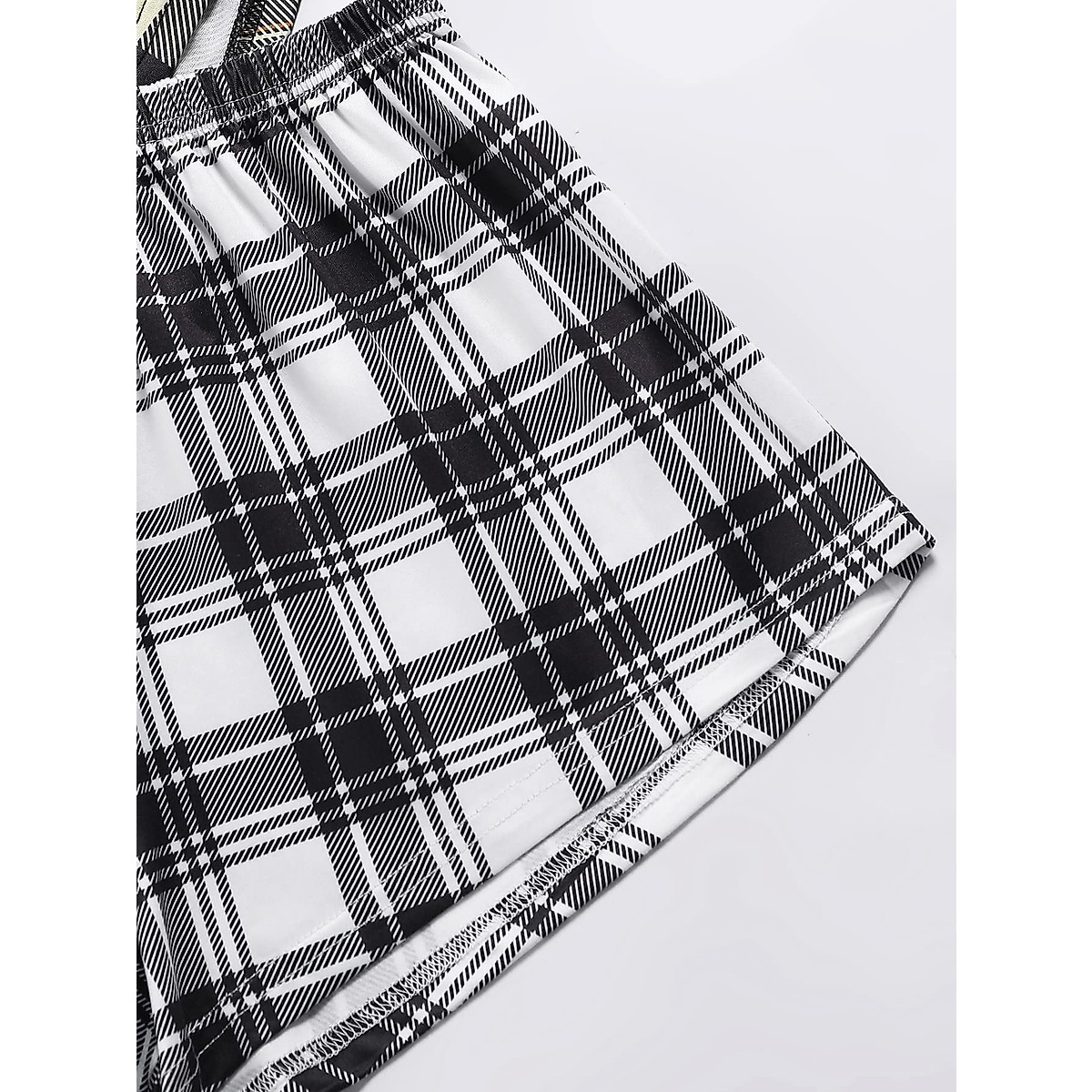 Verdusa Women's Plaid Print Elastic Waist Pajama Bottom Sleepwear Lounge Short Red Black White S