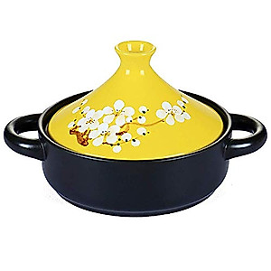 JINXIU Casserole Cooking Tagine Pot, 20Cm Tagine Pot Cookware Casserole Pots with Lids Medium Simple Cooking Tagine Lead Free for Home Kitchen 1.5L