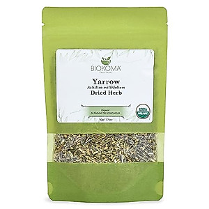 Pure and Organic Biokoma Yarrow Dried Herb 50g (1.76oz) In Resealable Moisture Proof Pouch