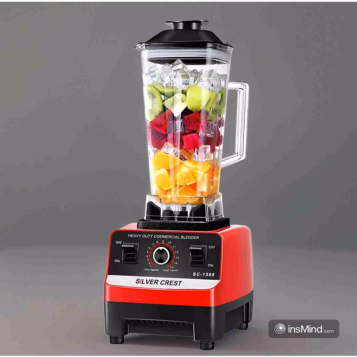 Generic Silver Crest Blender 4500W 2L Large Capacity Commercial With Mixer Grinder Heavy Duty Machine Portable Ice Smoothie Blenders, Medium, Red& Black, JWS-801PP