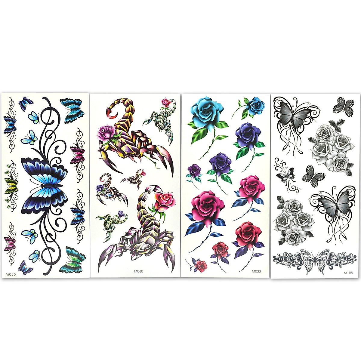 Lady Up Temporary Tattoos Stickers 20 Sheets Body Art Flowers, Roses, Butterflies Tattoo for Women, Mixed Style and Multi-Colored Waterproof 90×190mm