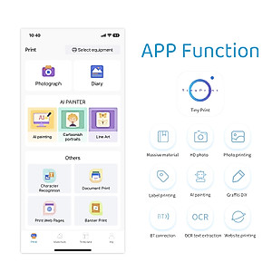 HXBER Mini Printer, Mini Pocket Thermal Instant Photo Printer Label Maker Machine BT Wireless Connect Compatible with Android or iOS APP Support Receipt Label Memo Sticker Notes Lists Scrapbook DIY