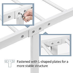 Yaheetech Queen Bed Frame Metal Platform Bed with Petal Accented Headboard/Footboard/14.4 Inch Under Bed Storage/No Box Spring Needed, White