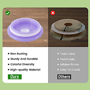 Joyclub 8 Pack Acrylic Lids for 16 oz / 20 oz Glass Cups with Bamboo Lids and Straws, Replacement Lid for bamboo Lid for Drinking Glasses Beer Can for Smoothie Whiskey Boba Soda Tea Gift (Multi)