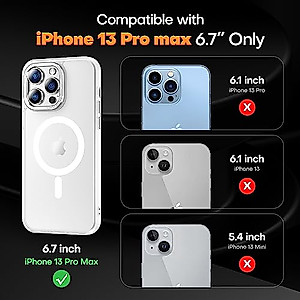 KISEN for iPhone 13 Pro Max Case Magnetic Compatible with MagSafe Slim Translucent Matte Phone Case Cover 6.7 inch, Frosted White