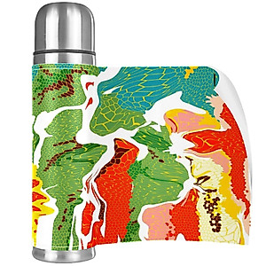 Stainless Steel Leather Vacuum Insulated Mug Abstract Thermos Water Bottle for Hot and Cold Drinks Kids Adults 16 Oz