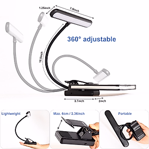 iGoober 28 LED Music Stand Light, Clip on Piano Lights, Eye Caring & Blue Light Blocking, USB-C Rechargeable, 4 Color x 3 Brightness, Perfect for Musician, Piano, Keyboard, Orchestra