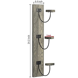 MyGift Wall Mounted Black Metal Wire Vertical Hat Display Rack with Vintage Gray Solid Wood Backing, Wall Baseball Cap Display, Entryway Hat and Coat Storage Hooks, Set of 2