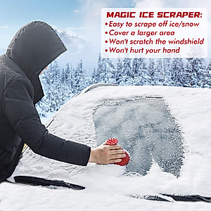 Magical Car Ice Scraper with Funnel,2 Pack Cone Windshield Ice Scrapers,Round Snow Scraper for Car(Red)