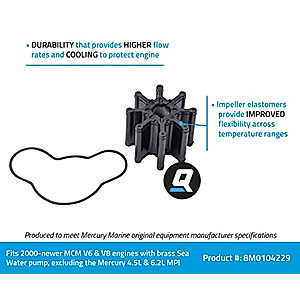 Quicksilver 8M0104229 Water Pump Repair Kit for V-6 and V-8 Powered MerCruiser Stern Drives