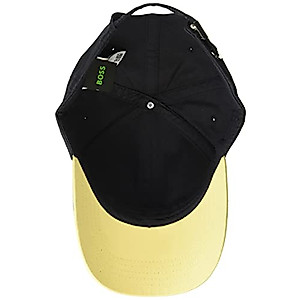 BOSS Men's Curved Logo Cotton Twill Hat, Dark Blue/Yellow