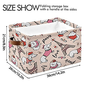 xigua Paris Eiffel Tower Storage Basket Storage Bin Organizer Basket, Foldable Rectangular Storage Box with Handles for Home Office