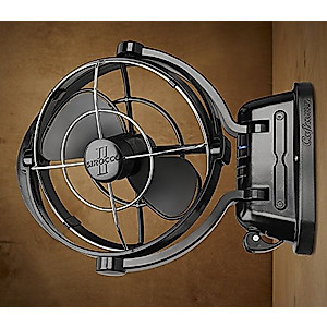 SEEKR Sirocco II™ Fan from by Caframo. 12V/24V Auto-Sensing DC, Omnidirectional Low-Power Draw Fan for Boats and RVs. Hardwire Installation Required. Made in Canada. Black.