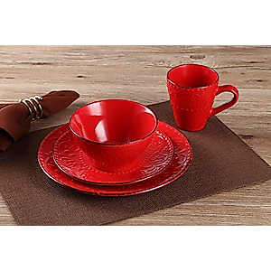 Lorren Home Trends LH526 Dinnerware Set for Entertaining, One Size, Red