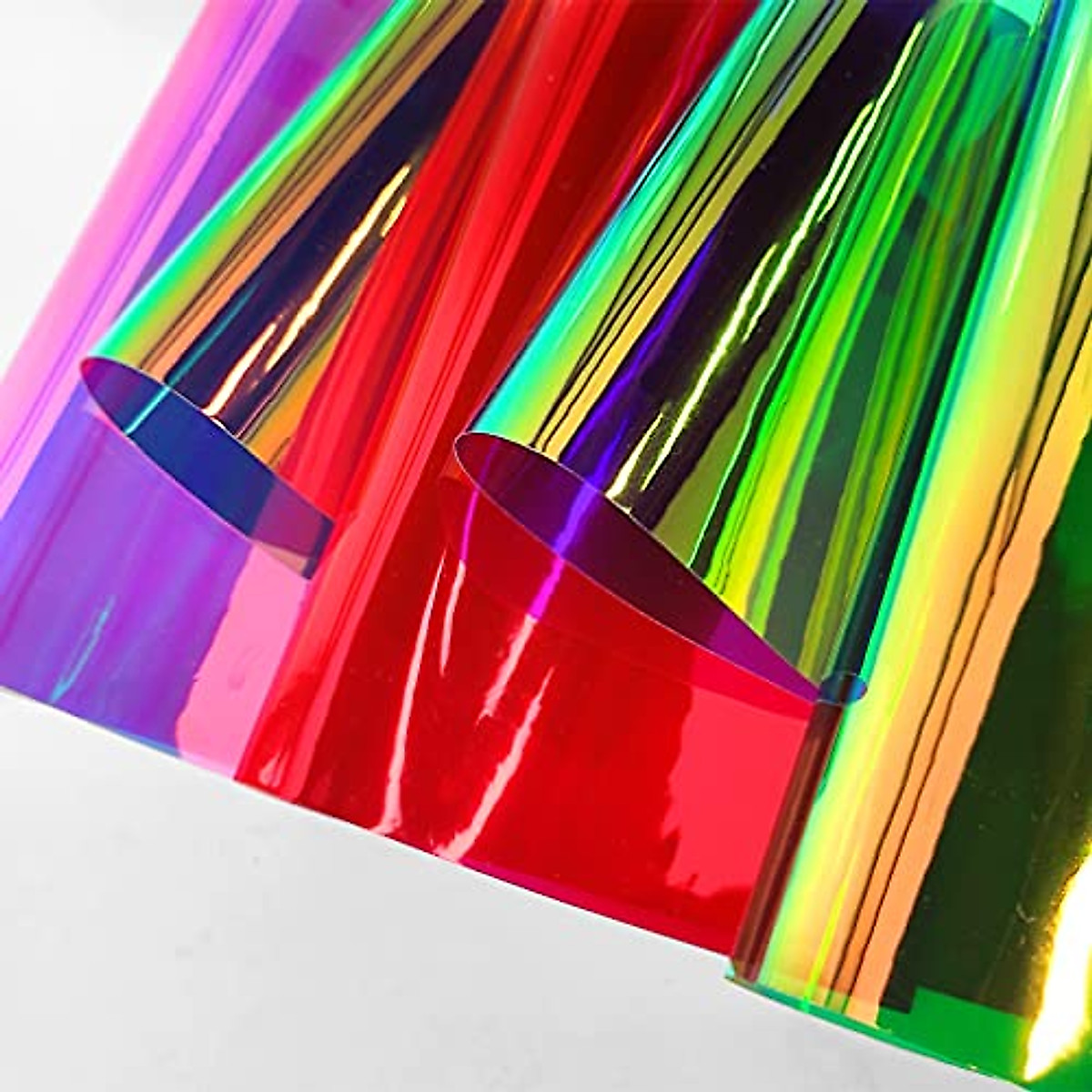 10 Pieces A4 Holographic Clear PVC Fabric Iridescent Transparent Vinyl Mirrored Foil Laser Crafts Fabric for Sewing Crafts DIY Bows Jewlery Making, 30X21CM