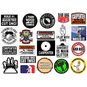 21 pcs Carpenter Stickers for Hard Hat, Funny Carpenter Helmet Decals for Hard Hat, Window, Car Bumper, Truck, Carpenters Union Decals