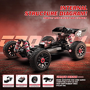CROBOLL 1:14 Fast RC Cars for Adults 70+KMH Hobby RC Truck, 4WD Remote Control Car Off-Road Racing Buggy, Electric Vehicle Toy for Adults Kids with Oil-Filled Shock Absorbers