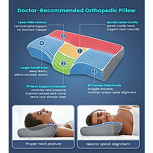 Adjustable Cervical Pillow for Neck and Shoulder Pain Relief, 5X Support Memory Foam Pillows for Sleeping, Orthopedic Traction Pillow Odorless, Bed Pillow for Side Back Stomach Sleeper