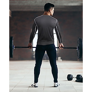 Hicarer 6 Pack Men's Athletic Compression Shirts Long Sleeve Workout Running Undershirt Thermal Sport Base Layer Top(Medium,Multicolor)