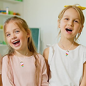 LEBOCADO 2 Pieces Rainbow Necklace, Half Heart BFF Friendship Necklaces Best Friends Forever Necklaces Pendant Gifts for Girls Women Couples