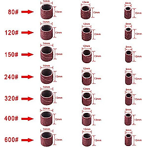 AUSTOR 531 Pcs Sanding Drum Set，504 Pcs Drum Sander Sleeves 80 120 150 240 320 400 600 Grit 24 Pcs Drum Mandrels 2 Pcs Self-Tightening Drill Chuck and 1 Pc Combination Wrench for Dremel Rotary Tool