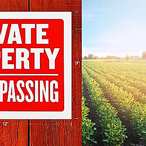 Vanitek 8 Pack Private Property No Trespassing Sign 9 x 12 Inch Weatherproof, Water Resistant, Easy to Mount, Durable Ink, Indoor and Outdoor Keep, for Home Safety & Privacy