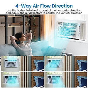 Adoolla 6,000 BTU Turbo Fast Cooling Up to 250 Sq.Ft. Flexible Opening(T Design), AC Unit with Remote & APP Control, Easy Install Kit, Auto Restart, 24H Timer Window Air Conditioner, White