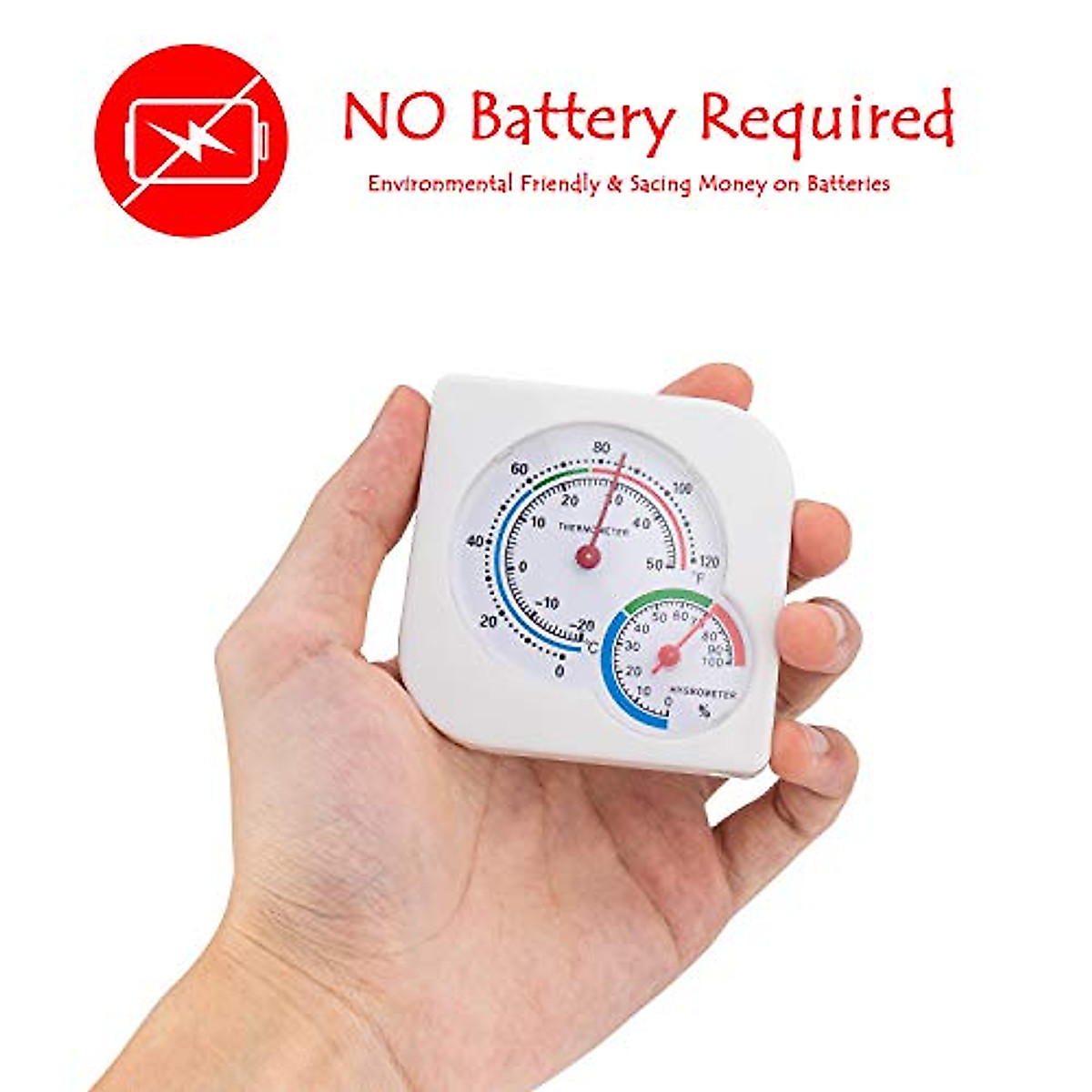 Outdoor/Indoor Thermometer Hygrometer Indoor Humidity Monitor Temperature Humidity Gauge Meter with Fahrenheit/Celsius(℉/℃) for Humidors Greenhouse Garden Cellar Closet Etc by AikTryee