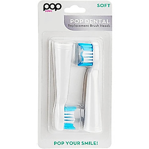 Pop Sonic Replacement Electronic Toothbrush Heads, Compatible with Go Sonic, USB, Pro Sonic Toothbrushes w/Soft Dupont Tynex Nylon Bristles, 2-Pack