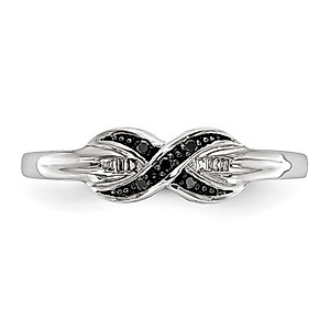 Diamond2Deal 925 Sterling Silver Black and White Diamond Infinity Ring Size 7