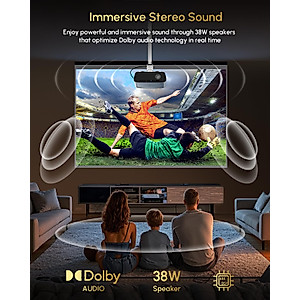 HD Smart Wi-Fi Portable Projector Android 5000+ Apps, 7000Lumen LCD Bluetooth Movie Projectors Home Entertainmen,Compatible with HDMI USB VGA Netflix Prime Video Wireless Cast Smartphone Projector