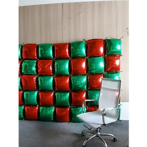 【50pcs】Balloon Arch Kit for Christmas Square Foil Balloons Wall Party Decorations Wedding Balloons Backdrop Double Sided Mylar Balloon for Anniversary Bachelorette Birthday Engagement Red and Green