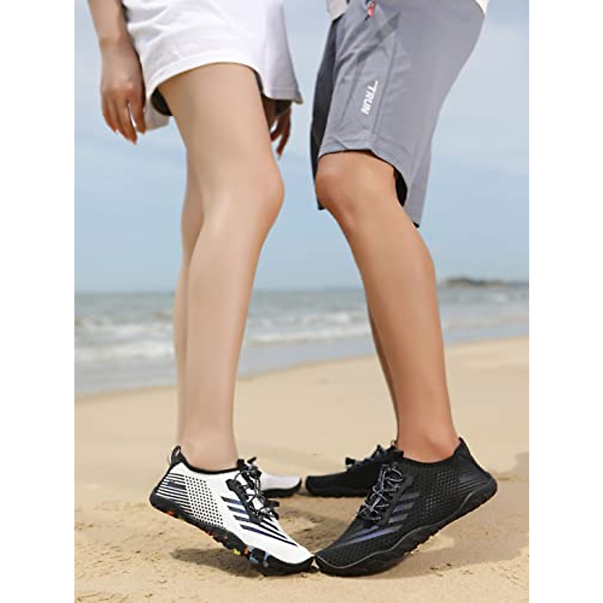 Whatseaso Water Shoes Men Quick Dry Barefoot Beach Aqua Sport Swim Surf Pool Diving Walking for Men Women 12 Women/11 Men, Black