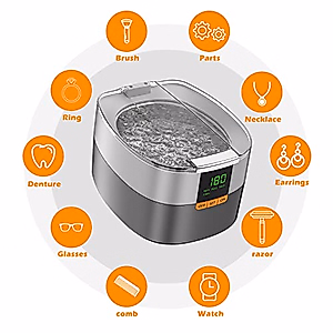 KECOOLKE Ultrasonic Jewelry Cleaner, 750ml Sonic Cleaner with Digital Timer for Eyeglasses, Rings, Coins，Silver，Denture Ultrasonic Cleaner Solution for Gifts