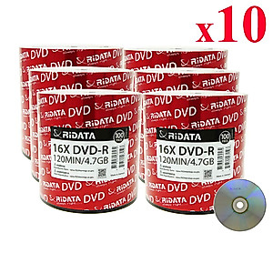 6000 Pack Ridata DVD-R 16X 4.7GB 120 Min Silver Logo Top Blank Data Video Media Recordable Disc