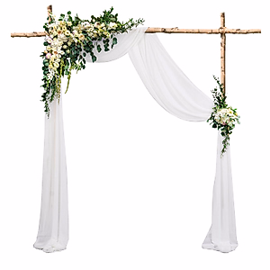 DUOBAO Wedding Arch Draping Fabric White 18ft 2 Panels Wedding Drapes Ceiling Chiffon Backdrop Drapery White Wedding Arch Drapes Wedding Ceremony Party Stage Decorations