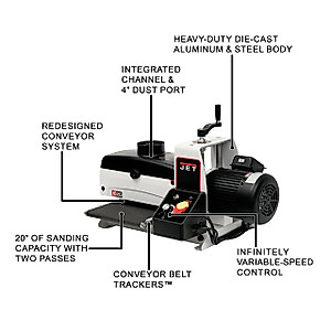 JET JWDS-1020, 10-Inch Benchtop Drum Sander, 1HP, 1Ph 115V (723510)