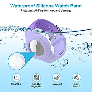 Airtag Wristband for Kids(2 Pack),Soft Silicone Waterproof Airtag Bracelet,Lightweight GPS Tracker Holder Compatible with Apple Airtag for Toddler Baby Children Elders (Baby Blue & Purple)