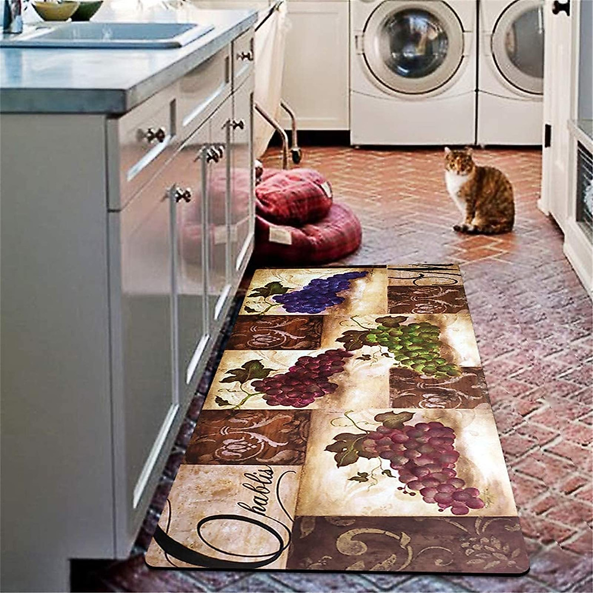 ABREEZE Laundry Room Rug 20"x59", Laundry Mats Washable Farmhouse Mat Floor Runners for Bath Room Carpet Kitchen Mats(Grape)