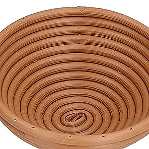 Bread Proofing Basket Set, Washable Bread Fermentation Basket Innovative Shape Baking for Kitchen Home Bakery (Yellow brown round 16X6CM)